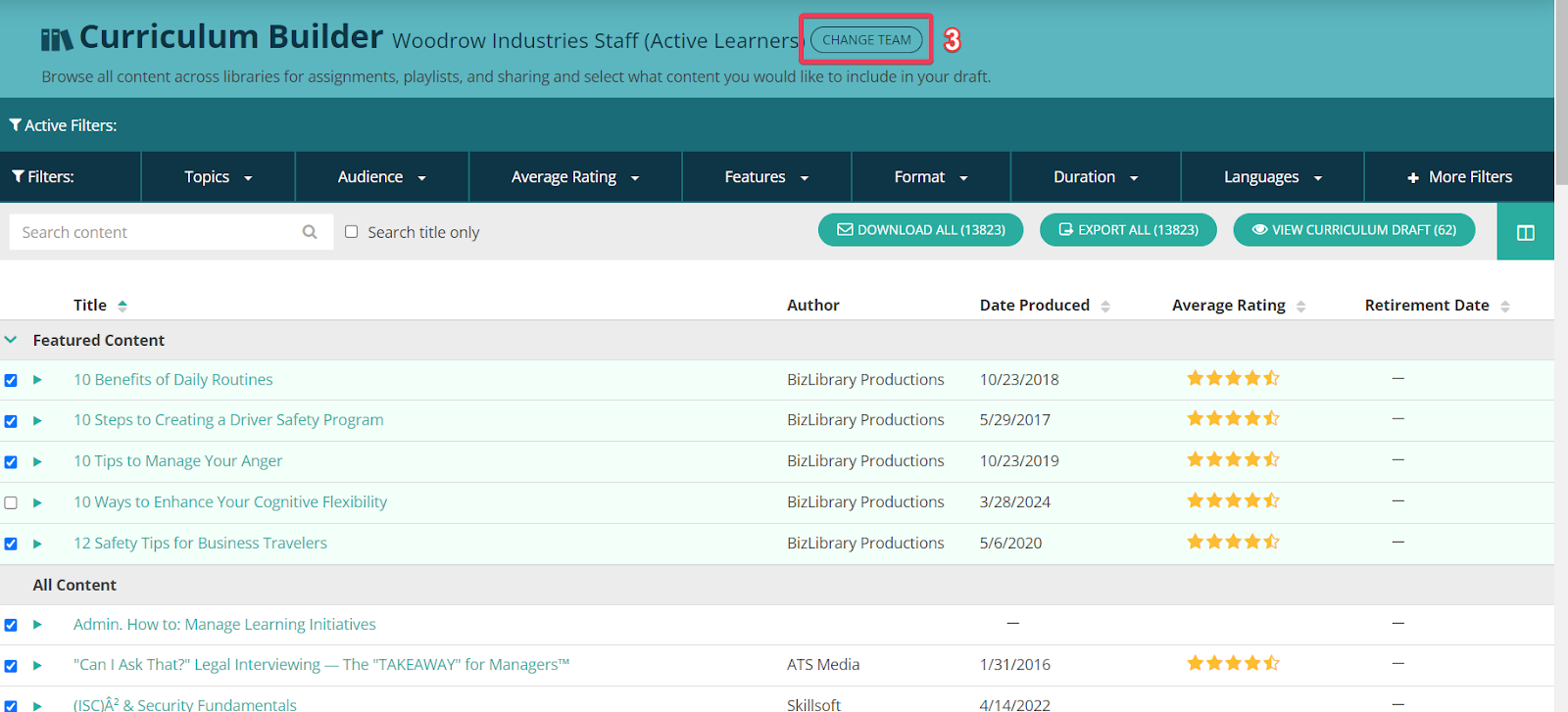 Assigning Content within Curriculum Builder – BizLibrary