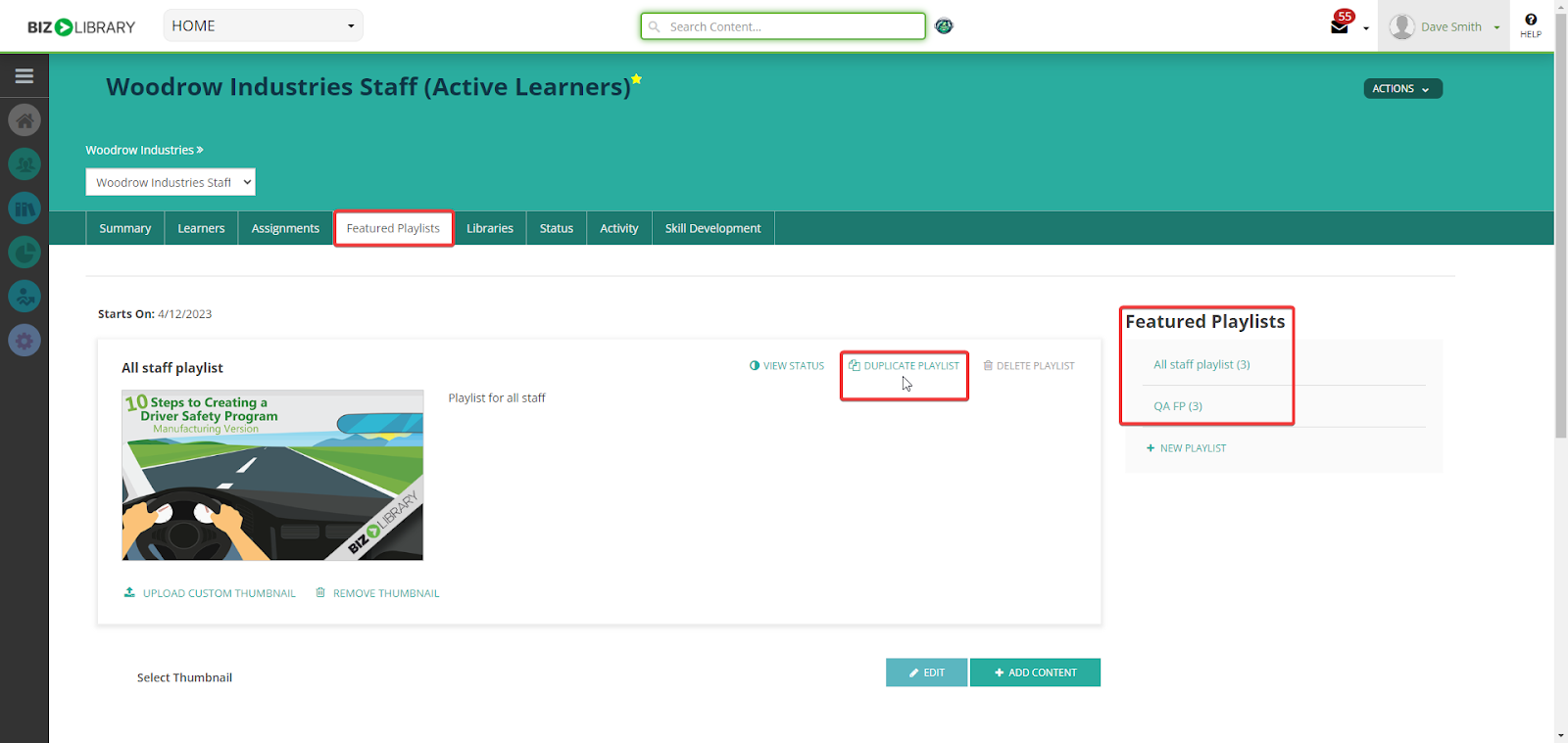 Copying a Featured Playlist – BizLibrary