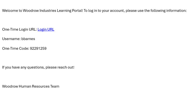 Setting up Learners' Initial Access Using a One-Time Login Code ...